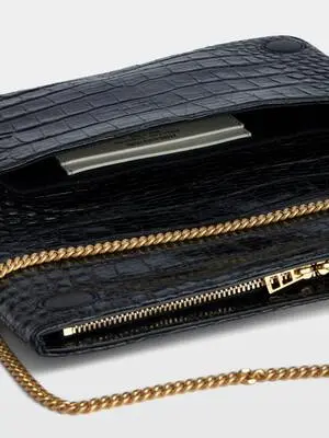 Zadig&Voltaire Rock Embossed Clutch With Gold-tone Chain - Black