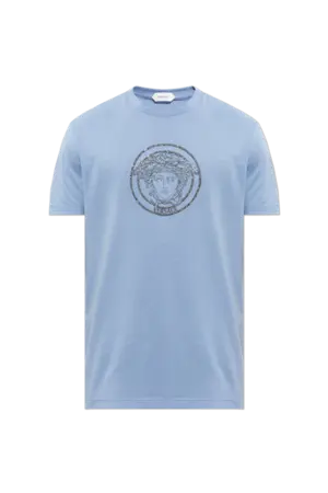 Versace T-shirt With Shimmering Crystals - Blue