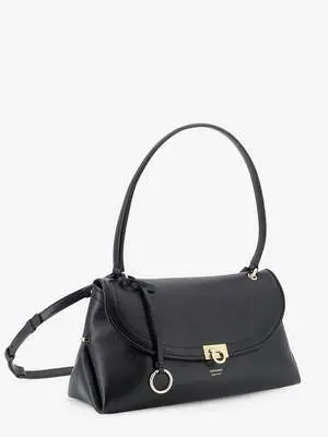 FERRAGAMO Leather Shoulder Bag With Gancini Detail