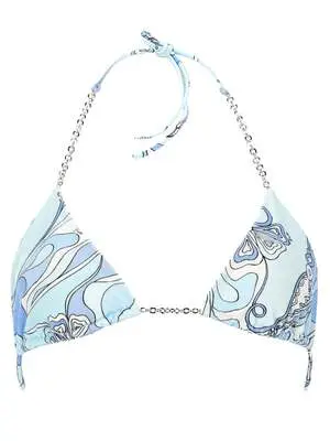 Emilio Pucci Printed Halterneck Bikini Top - Blue