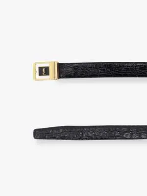 Saint Laurent La 66 Crocodile-embossed Leather Belt
