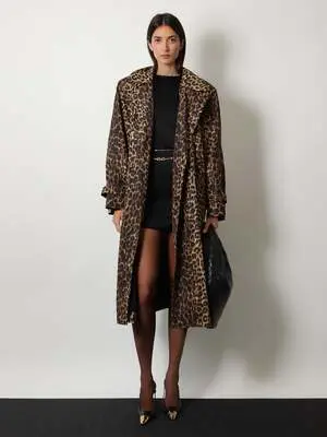Saint Laurent Double-breasted Animal Print Trench Coat