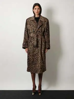 Saint Laurent Double-breasted Animal Print Trench Coat