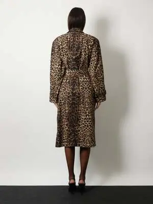 Saint Laurent Double-breasted Animal Print Trench Coat