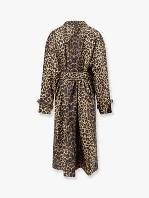 Saint Laurent Double-breasted Animal Print Trench Coat