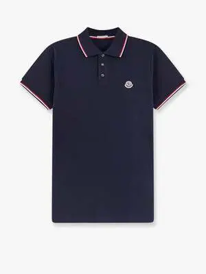 Moncler Cotton Polo Shirt With Logo Patch - Multicolor
