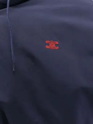 Celine Cotton Blend Hooded Jacket With Triomphe Embroidery