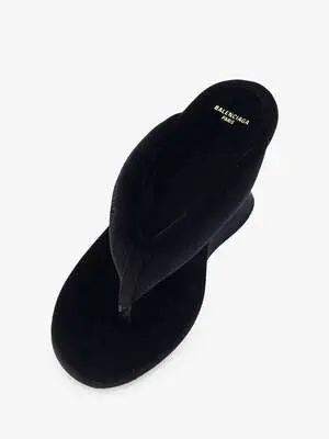 Balenciaga Gaeta Velvet Wedge Thong Sandals
