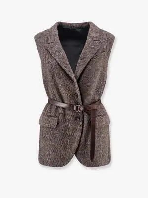 Brunello Cucinelli Sleeveless Belted Blazer - Multicolor