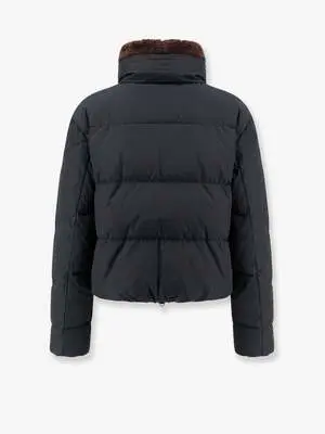 Brunello Cucinelli Down Jacket With Shearling Collar - Multicolor