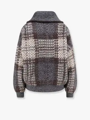 Brunello Cucinelli Intarsia And Micro-sequin Embroidered Zip-up Cardigan