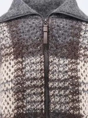 Brunello Cucinelli Intarsia And Micro-sequin Embroidered Zip-up Cardigan