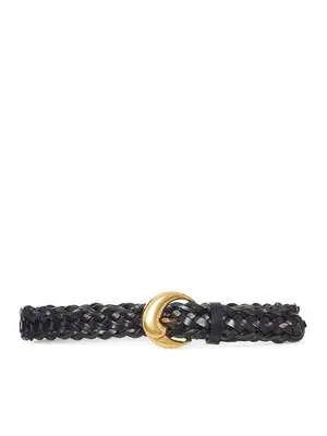 ETRO Etro Woven Leather Belt With Gold Buckle