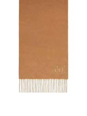 Max Mara Cashmere Stole With Monogram Embroidery - Brown