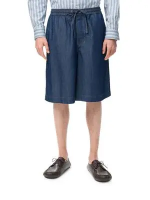 Loewe Lightweight Cotton Chambray Shorts - Blue