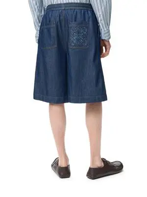 Loewe Lightweight Cotton Chambray Shorts - Blue