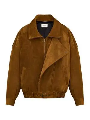Saint Laurent Oversized Split-leather Jacket - Brown