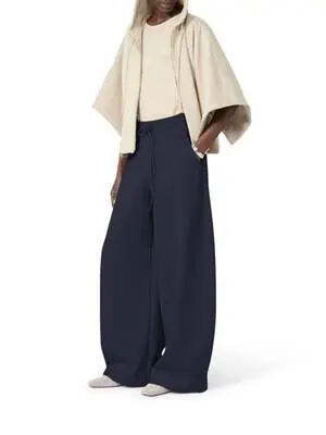 Max Mara Barrel Leg Technical Cotton Jersey Trousers - Blue