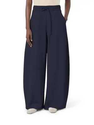 Max Mara Barrel Leg Technical Cotton Jersey Trousers - Blue