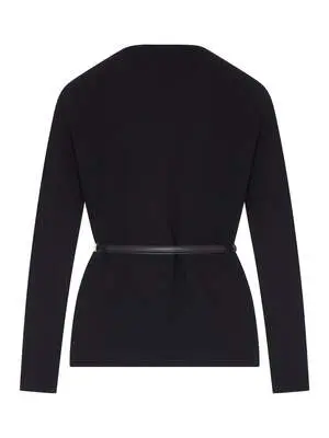 Max Mara Wool Cardigan With Leather Accents