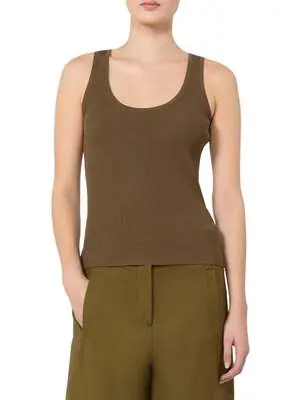 Max Mara Ribbed Viscose Crepe Sleeveless Top - Yellow