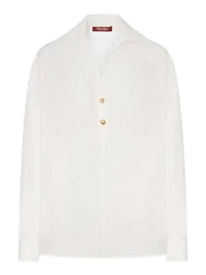 MAX MARA STUDIO Crepe De Chine Polo Shirt - White