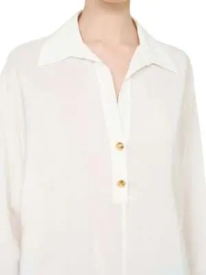 Max Mara Silk Crepe De Chine Polo Shirt
