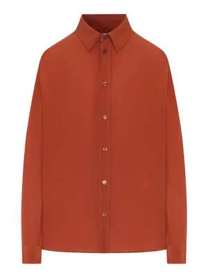 Saint Laurent Silk Shirt With Embroidered Logo