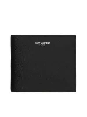 Saint Laurent East / West Wallet With Purse Textured Leather - Black