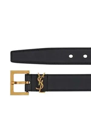 Saint Laurent Smooth Leather Belt With Square Buckle - Black