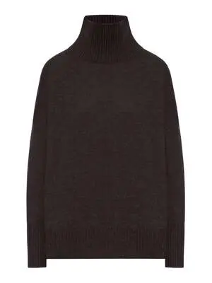 LISA YANG Heidi Ribbed Turtleneck Sweater In Cashmere Wool - Brown