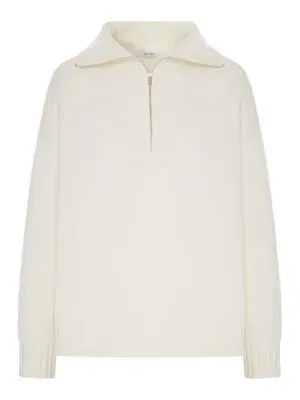 Max Mara Oversized Wool Sweater With Wide Collar - White