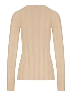 Sportmax Slim Ribbed Viscose Blend Cardigan - Cream