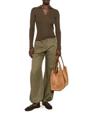 Max Mara Cashmere And Silk Ribbed Polo Sweater - Brown