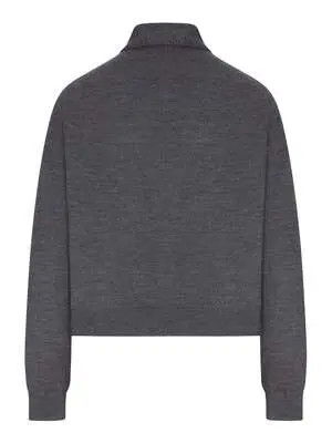 Miu Miu Wool Cardigan With Scarf And Logo - Gray