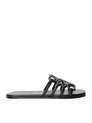 Loewe Anagram Petal Slide Sandals In Calfskin - Black