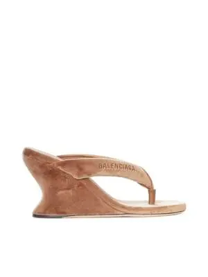 Balenciaga Balenciaga Wedge Flip-Flops With Embroidered Logo Multicolor