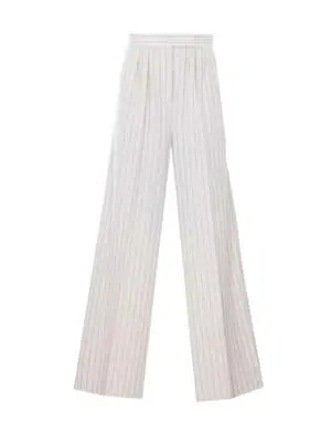 Max Mara Striped Cotton Trousers - White