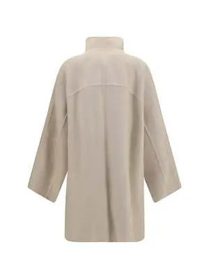 Alaïa Asymmetric Double Face Cashmere Coat - Cream