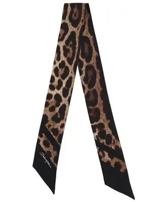 Dolce & Gabbana Silk Bandeau With Leopard Print - Brown
