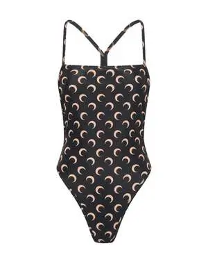 MARINE SERRE Jersey One-piece Swimsuit - Black