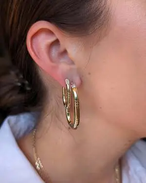 CAMPBELL + CHARLOTTE Diamond Crew Oval Small Hoop Earrings
