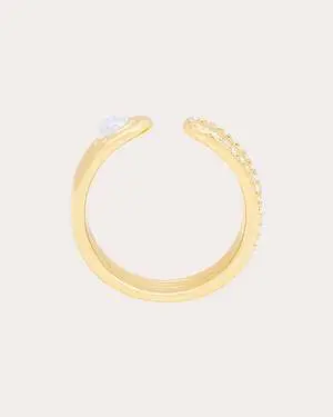 CAMPBELL + CHARLOTTE 14k Yellow Moonstone And Diamond Open Ring