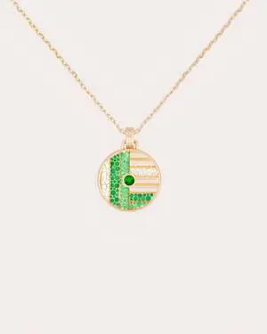 CAMPBELL + CHARLOTTE Diamond & Tsavorite Found Large Disc Necklace - Green
