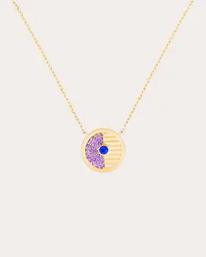 CAMPBELL + CHARLOTTE Amethyst & Sapphire Found Small Disc Necklace