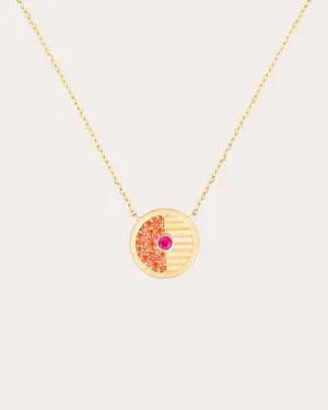 CAMPBELL + CHARLOTTE Pink & Sapphire Found Small Disc Necklace - Orange