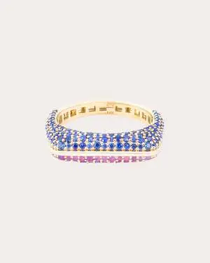 CAMPBELL + CHARLOTTE Amethyst & Sapphire Found Rib Curve Band Ring In Yellow Gold