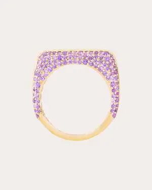 CAMPBELL + CHARLOTTE Amethyst & Sapphire Found Rib Curve Band Ring In Yellow Gold