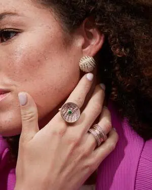 CAMPBELL + CHARLOTTE Amethyst Revel Dimensional Cigar Band Ring