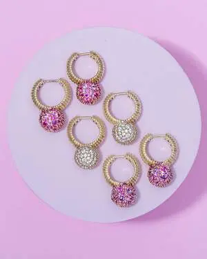 CAMPBELL + CHARLOTTE Amethyst Revel Bobble Huggie Earrings